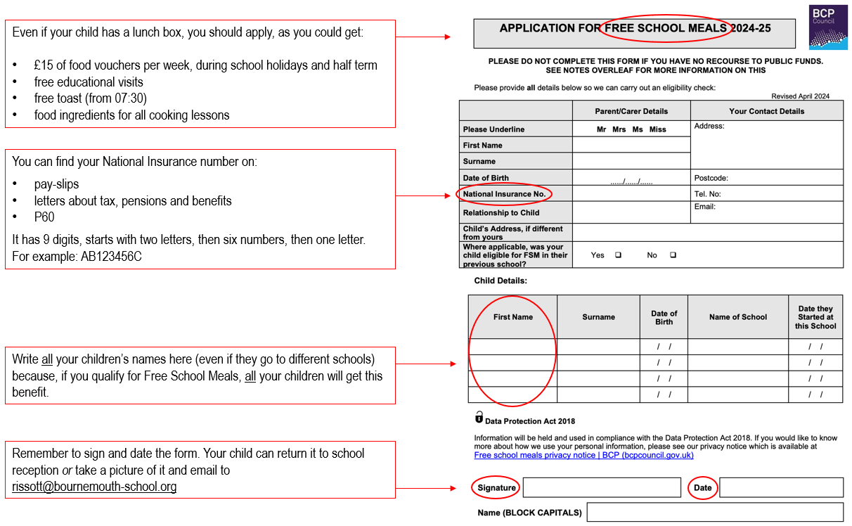 Free School Meals - Bournemouth School